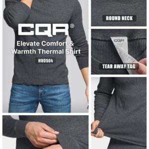 CQR Men's Long Sleeve Thermal Underwear Tops, Midweight Waffle Crewneck Shirt, Winter Cold Weather Thermal Shirts, 1 Piece of Top Dark Grey, XX-Large