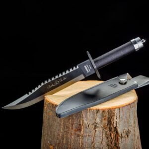 Knife Rambo First Blood Part 2 with Signature of John Rambo, Survival Kit, Sheath