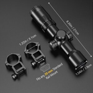 CVLIFE 1.5-5x32 Crossbow Scope, 20-100 Yards Ballistic Reticle, 300-450 FPS Red Green Illuminated Optic Crossbow Scope for Hunting