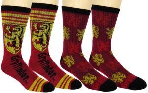 harry potter athletic socks 2 pair pack size 6-12 (burgundy)