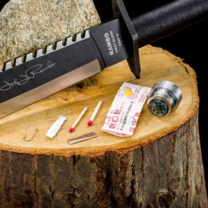 Knife Rambo First Blood Part 2 with Signature of John Rambo, Survival Kit, Sheath