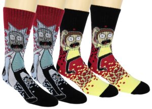 rick and morty athletic socks 2 pair pack size 6-12 (black)