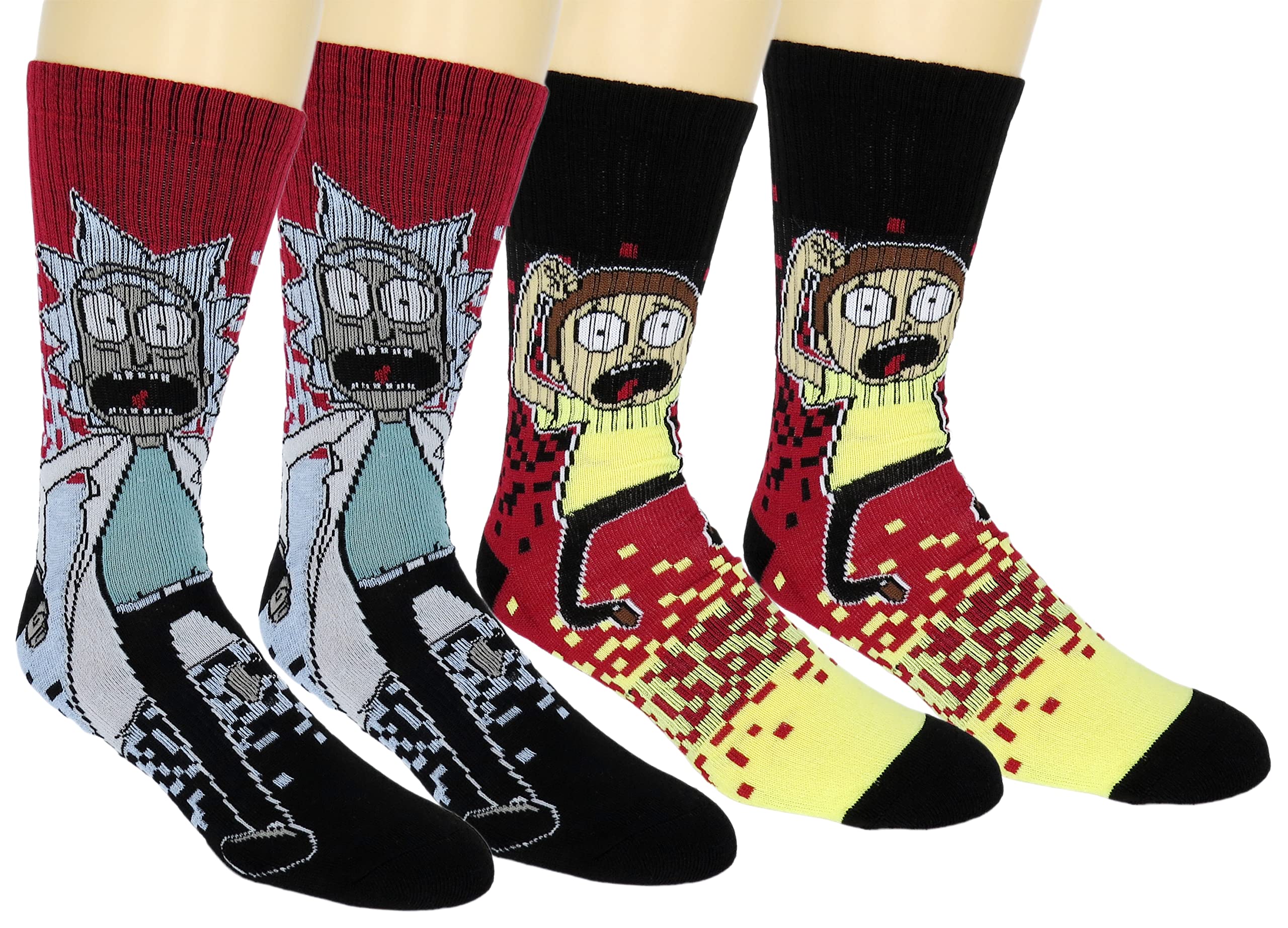 Rick and Morty Athletic Socks 2 Pair Pack Size 6-12 (Black)