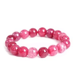 infinityak healing crystal stone bracelet - onyx tiger eye rose quartz agate gemstone beads bracelet promoting healing and good luck (red, 10mm beads)