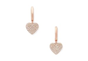 kate spade new york yours truly pave heart drop earrings, rose gold, medium