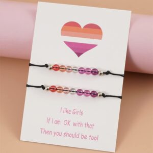 Kefley LGBT Lesbian Couple Gifts for Her Girlfriend Anniversary Birthday Gifts for Her Lesbian Gay Rainbow Bracelets for Women Hers and Hers Gifts LGBTQ Lesbian Gay Pride Gifts