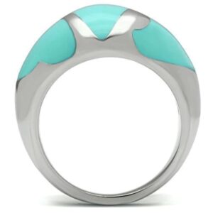 Womens Ring Turquoise Ring Stainless Steel Ring with Epoxy 9