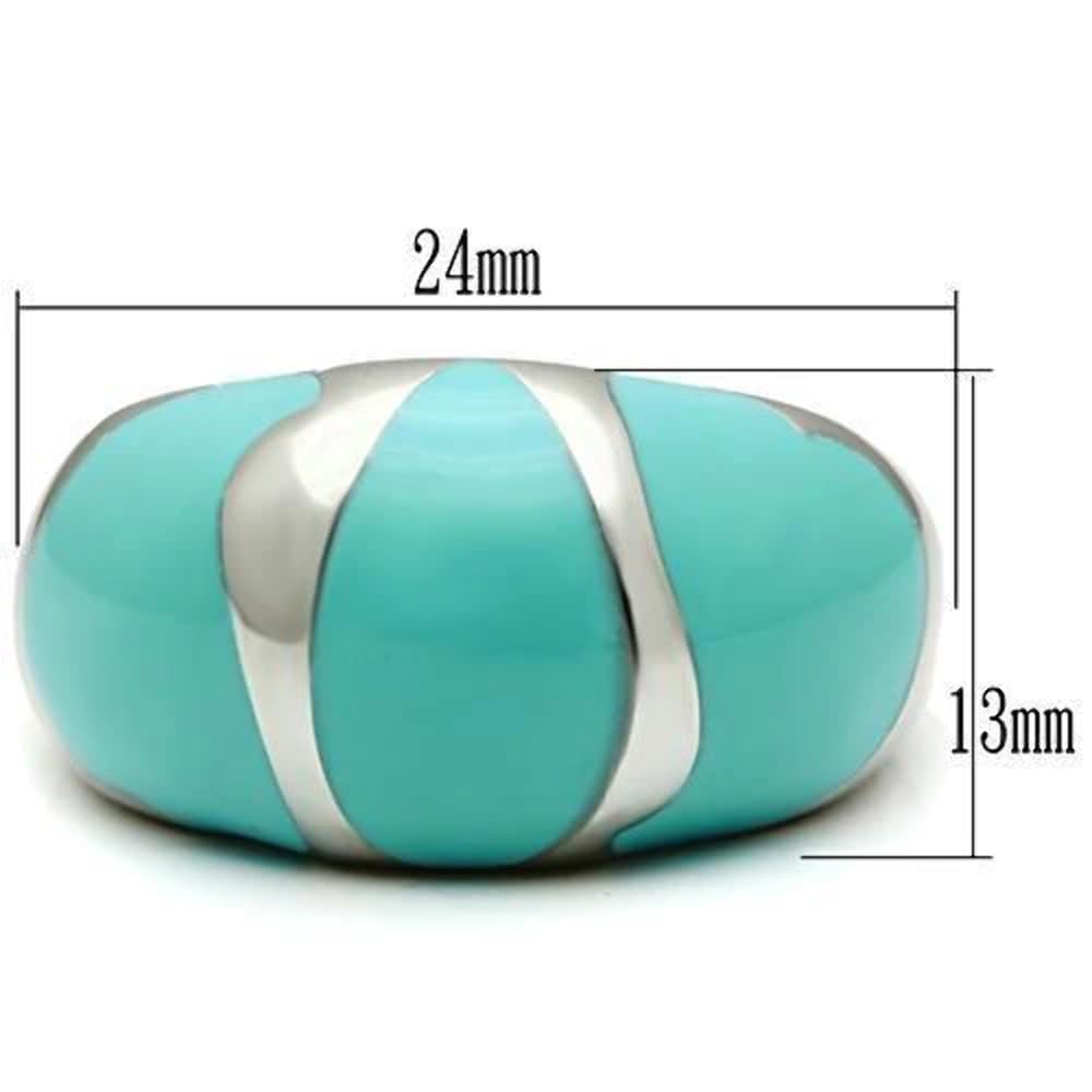 Womens Ring Turquoise Ring Stainless Steel Ring with Epoxy 9