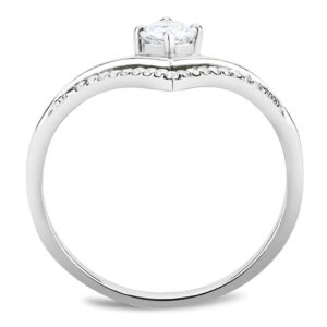 Womens Ring Mountain Top Stainless Steel Ring with AAA Grade CZ in Clear 6