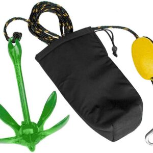 XIALUO Marine Green Kayak Anchor Kits 7 lb Folding Anchor Accessories with 50 ft Rope for Fishing Kayaks, Canoe, Jet Ski, SUP Paddle Board and Small Boats