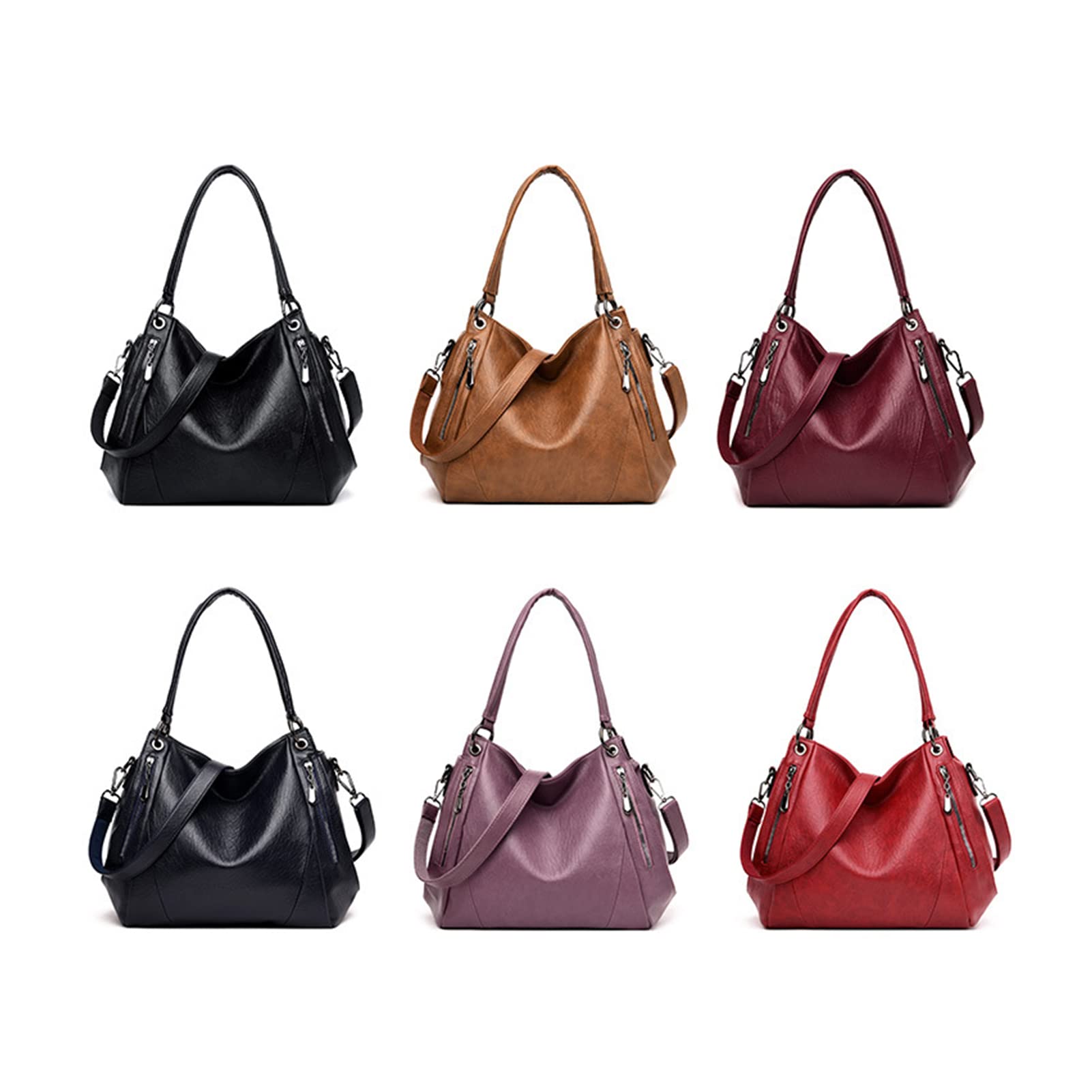 WENICER Hobo Bags for Women Leather Purses and Handbags Large Hobo Purse Shoulder Bags with Adjustable Shoulder Strap-Wine Red