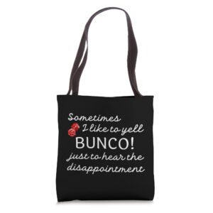 funny bunco hear the disappointment bunco night tote bag