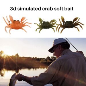 Lazycloud Set of 12 Crab Baits, 3D Crab Soft Lures with Hooks, Fish Tackle Accessory, Random Color