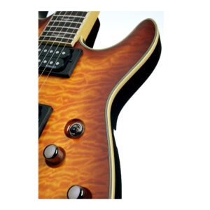 Schecter Omen Extreme-6 6-String Electric Guitar (Right-Handed, Vintage Sunburst) Bundle with Hard Shell Protective Carrying Case (2 Items)