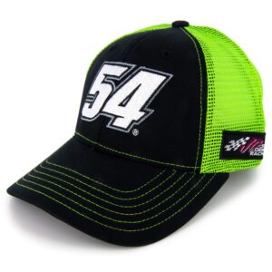 checkered flag sports ty gibbs 2022 colorblock #54 mesh hat black/green, green / black, one size