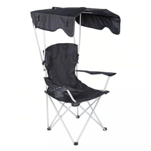 yssoa canopy lounge chair with sunshade for camping, hiking, travel, and other outdoor events, with cup holder, 21.6" x 21.6" x 36", black, 1-pack