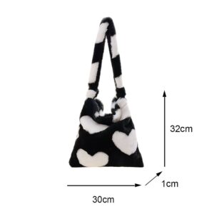 Fluffy Tote Bag Y2K Fuzzy Hobo Bag Purse Plush Furry Aesthetic Shoulder Bag for Autumn Winter (Blue)