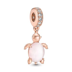 ouroyea murano glass rose gold pink sea turtle dangle charm 925 sterling silver pendant,jewelry beads gifts for women bracelet&necklace