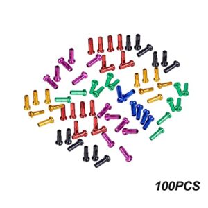 TRENDYBOY 100pcs Bicycle Spoke Nipples 2.0 * 14mm Aluminum Alloy Cycling MTB Road Bike Wheel Nipples Mountain Bike Hub Spoke Nipples (Color : Purple 100pcs)