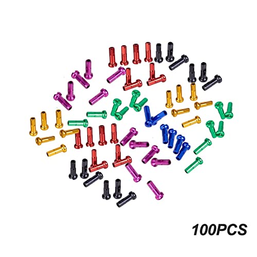 TRENDYBOY 100pcs Bicycle Spoke Nipples 2.0 * 14mm Aluminum Alloy Cycling MTB Road Bike Wheel Nipples Mountain Bike Hub Spoke Nipples (Color : Purple 100pcs)