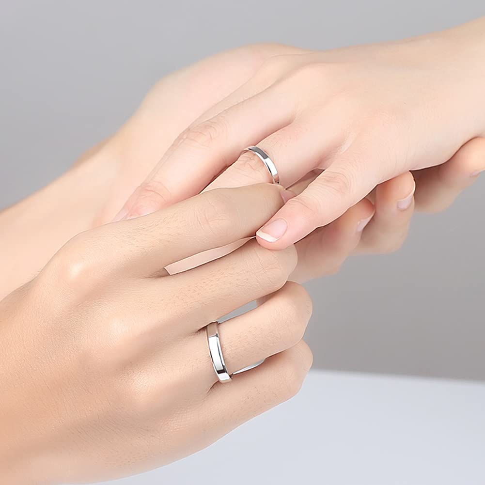 LuckyAmor 3pcs Style Stainless Steel Rings for Women Stacking Stackable Silver Band Thumb Pointer Finger Plain Ring Comfort Fit Size 5 6 7 8 9 10