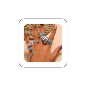 sttiafay punk snake rings set for women men stackable knuckle matching rings silver serpent index finger rings halloween cosplay accessories