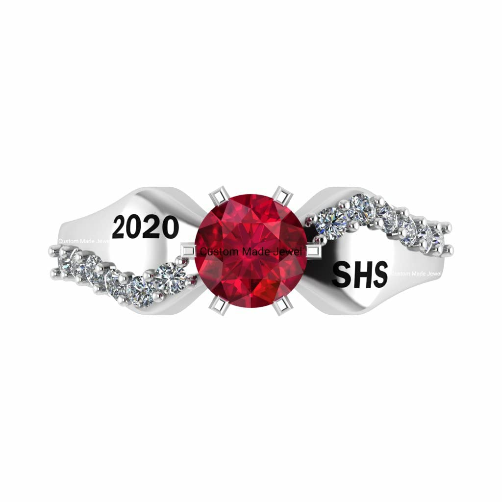 Custom class ring for Girl Women High School College University Academy 2022 2023 2024 2025 2026 Senior Graduation Personalized Gift Customized for her Sterling Silver - Custom Made Jewel