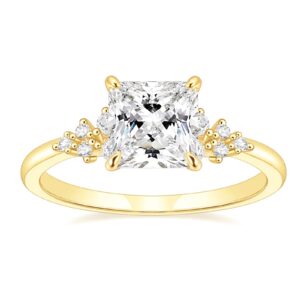 tigrade 2.5ct engagement ring for women princess cut cubic zirconia promise ring 14k gold plated cz eternity wedding band size 4-10,gold, size 6.5