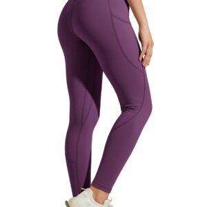 Willit Women's Fleece Lined Leggings High Waisted Winter Thermal Yoga Running Pants with Pockets Purple M