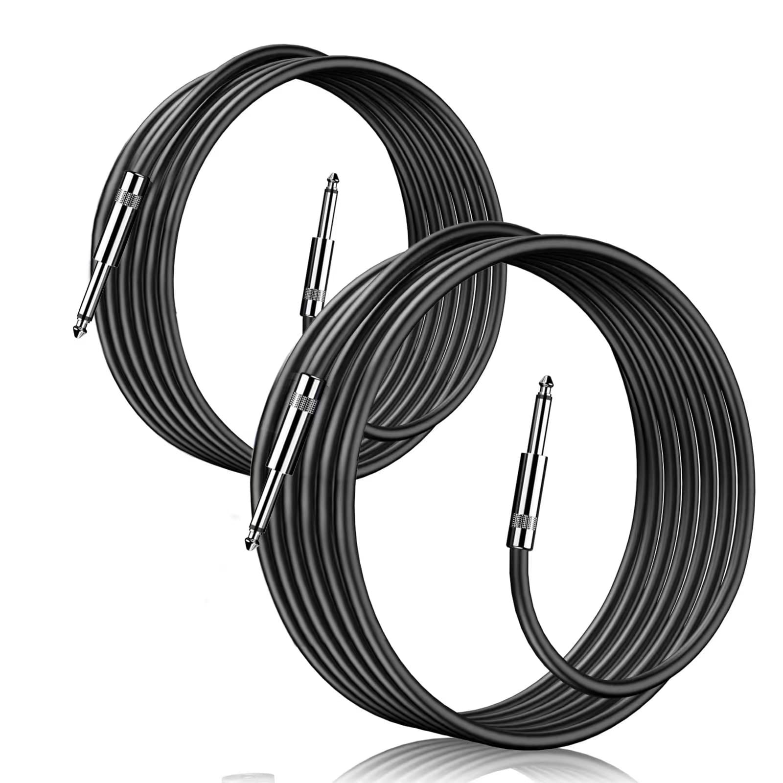 Wdpqyy 2-Pack 50ft 1/4 Inch TS Cable, Professional Quarter Inch 1/4 Inch to 1/4 Inch TS Stereo Interconnect Cable