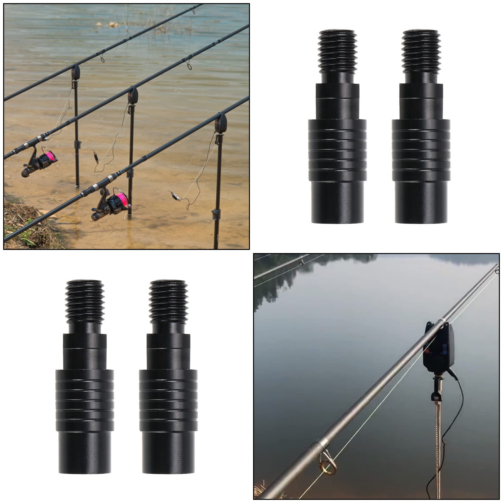 ECSiNG 4PCS 3/8 Inch Fishing Alarm Connector Fishing Bite Alarm Quick Release Adapter Fishing Rod Support Holder Connector Removable Carp Fishing Tackle