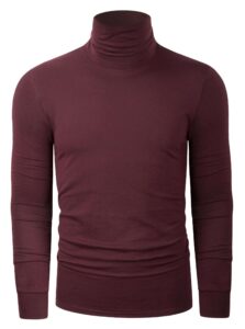 wancafoke men's lightweight turtleneck long sleeve shirts slim fit thermal undershirt x-large dark red