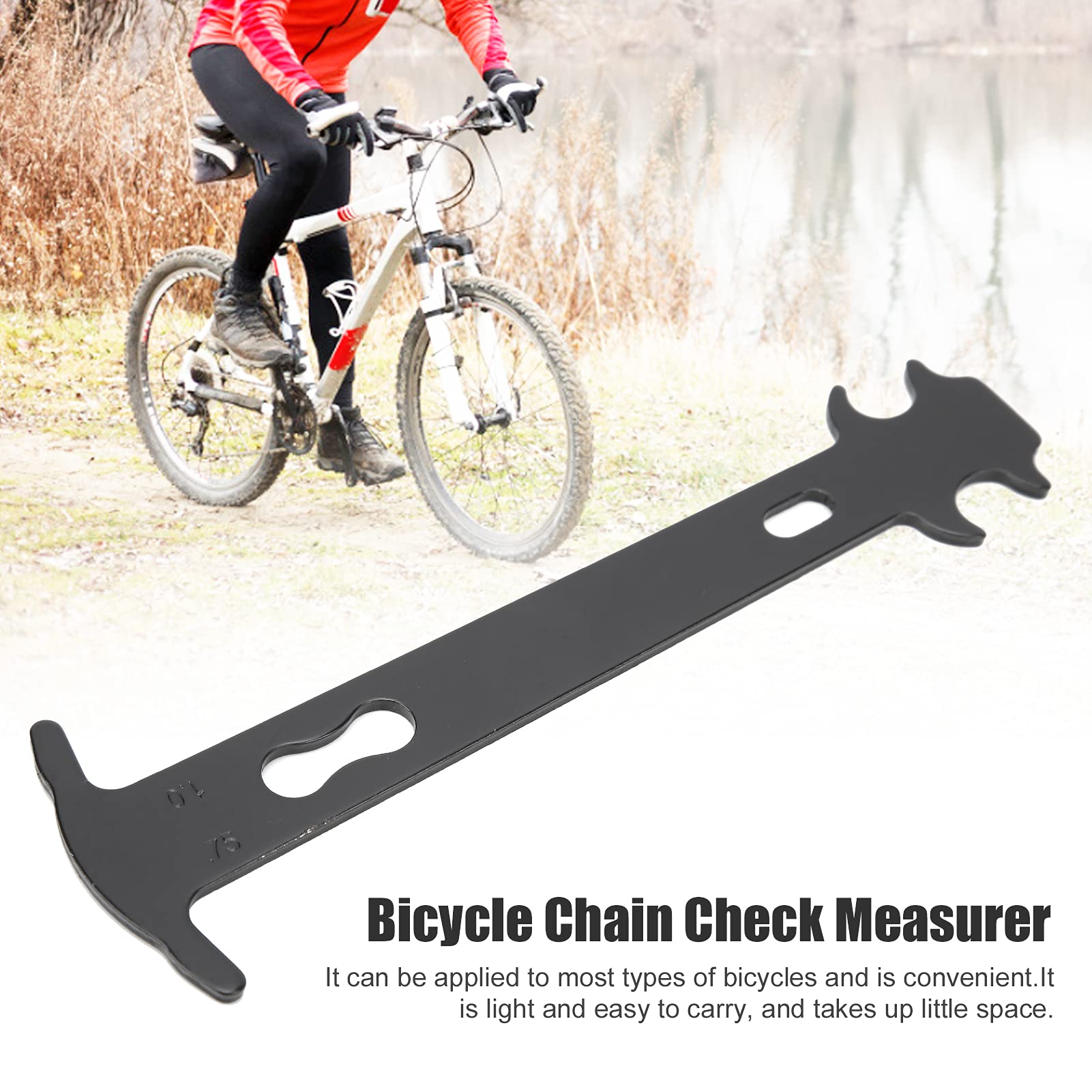 Carbon Steel Bicycle Chain Checker,Bike Bicycle Chain Wear Indicator, Portable Stainless Steel Bike Chain for Gauge,Maintenance for Road, Mountain,Hybrid Bikes, Bike Bicycle Chain Wear Indicator,