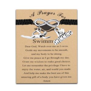 myospark swimmers gift swimming bracelet message card jewelry swimming lover gift swim team gift for swim player (swimmers card br)