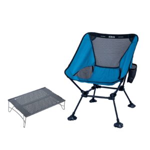 iclimb 1 anti-sinking large feet chair and 1 solo mini folding table bundle, ultralight compact for adults outdoor backpacking hiking camping beach concert