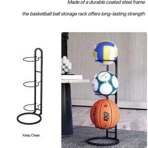 APLRIC Basketball Ball Storage Rack, 3 Tier Cube Ball Storage Holder, Garage Sports Organizer,Indoor Removable Vertical Display Stand for Basketball Football Volleyball