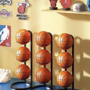 APLRIC Basketball Ball Storage Rack, 3 Tier Cube Ball Storage Holder, Garage Sports Organizer,Indoor Removable Vertical Display Stand for Basketball Football Volleyball