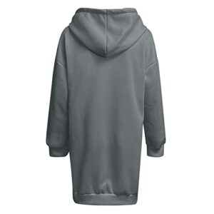 Lightweight Hoodies for Women,Women's High Low Long Hoodies Sweatshirts Long Sleeve Split Hem Hoodie Dress with Pocket Grey