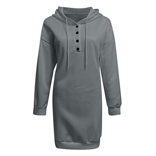 Lightweight Hoodies for Women,Women's High Low Long Hoodies Sweatshirts Long Sleeve Split Hem Hoodie Dress with Pocket Grey