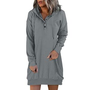 Lightweight Hoodies for Women,Women's High Low Long Hoodies Sweatshirts Long Sleeve Split Hem Hoodie Dress with Pocket Grey