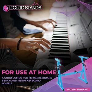 Liquid Stands Piano Keyboard Stand - Z Style Adjustable and Portable Heavy Duty Music Stand for Kids and Adults -Fits 54-88 Key Electric Pianos - Sturdy Musical Keyboard Stand (Light Blue)