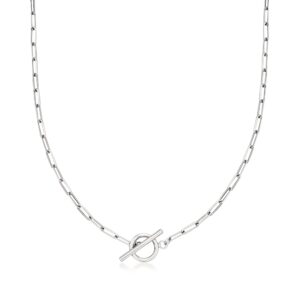 ross-simons sterling silver 2.5mm paper clip link toggle necklace. 20 inches