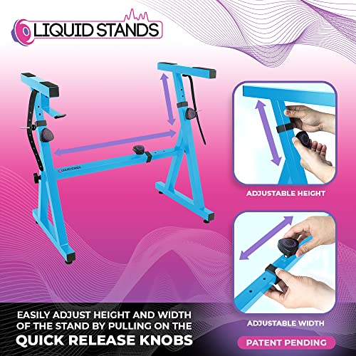 Liquid Stands Piano Keyboard Stand - Z Style Adjustable and Portable Heavy Duty Music Stand for Kids and Adults -Fits 54-88 Key Electric Pianos - Sturdy Musical Keyboard Stand (Light Blue)