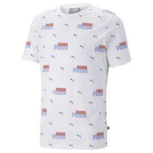 puma men's graphics tee 3, power all over print white, x-large