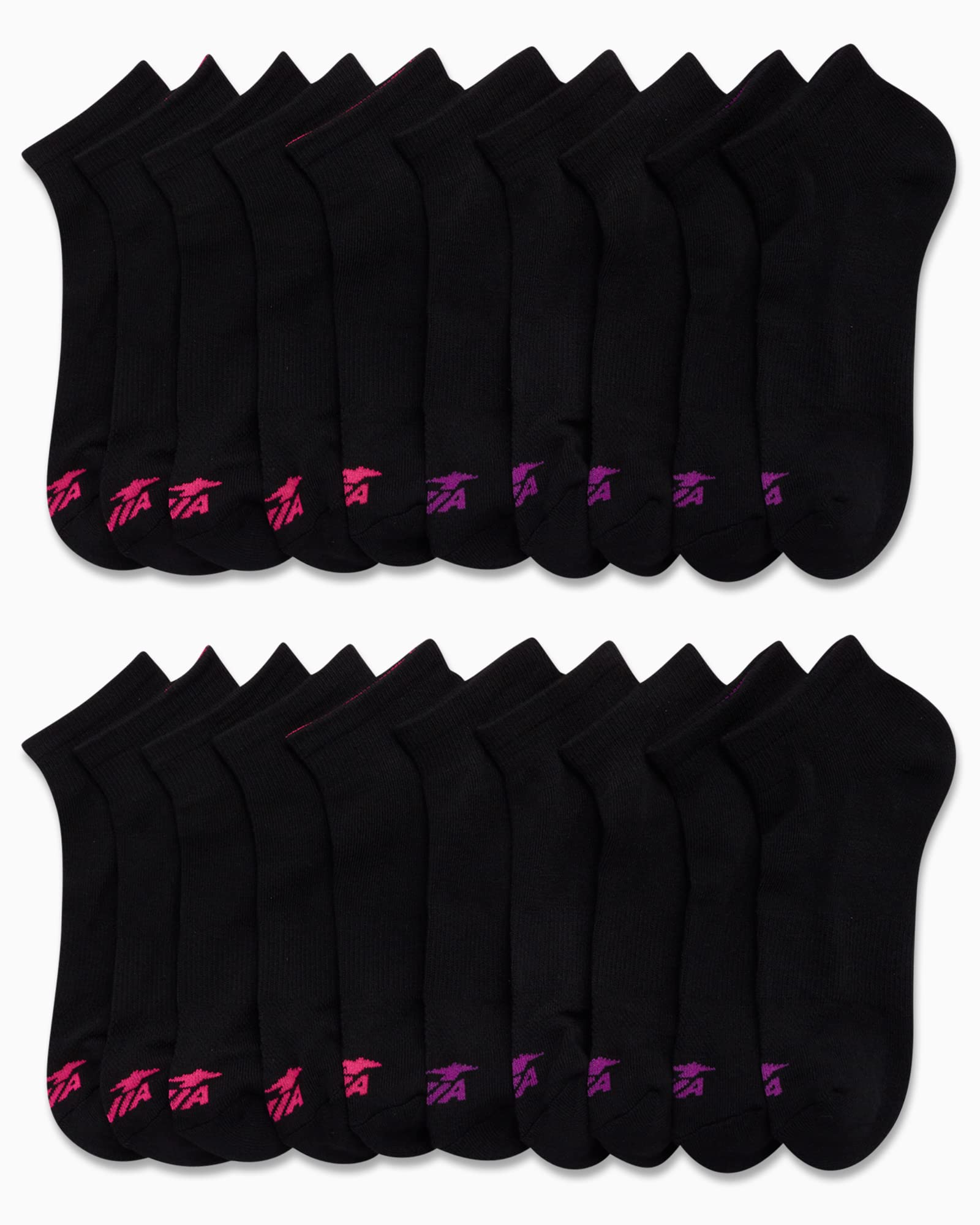 Avia Women's Quarter Socks - 20 Pack Comfort Cushioned Ankle Socks - Breathable Athletic Socks for Women (Sizes: 4-9, 9-12), Size 4-9, Black