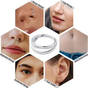 LOYALLOOK 5Pcs 316L Surgical Steel Nose Rings Hoop for Women Men Seamless Hinged Segment Ring Hoop Septum Clicker Lip Nose Rings Double Triple Open Stack Sleeper Earring