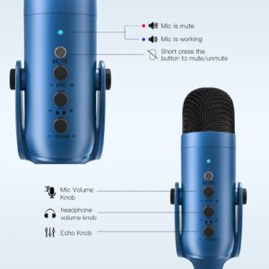 ZealSound k66 Recording Microphone Bundle Black+Blue