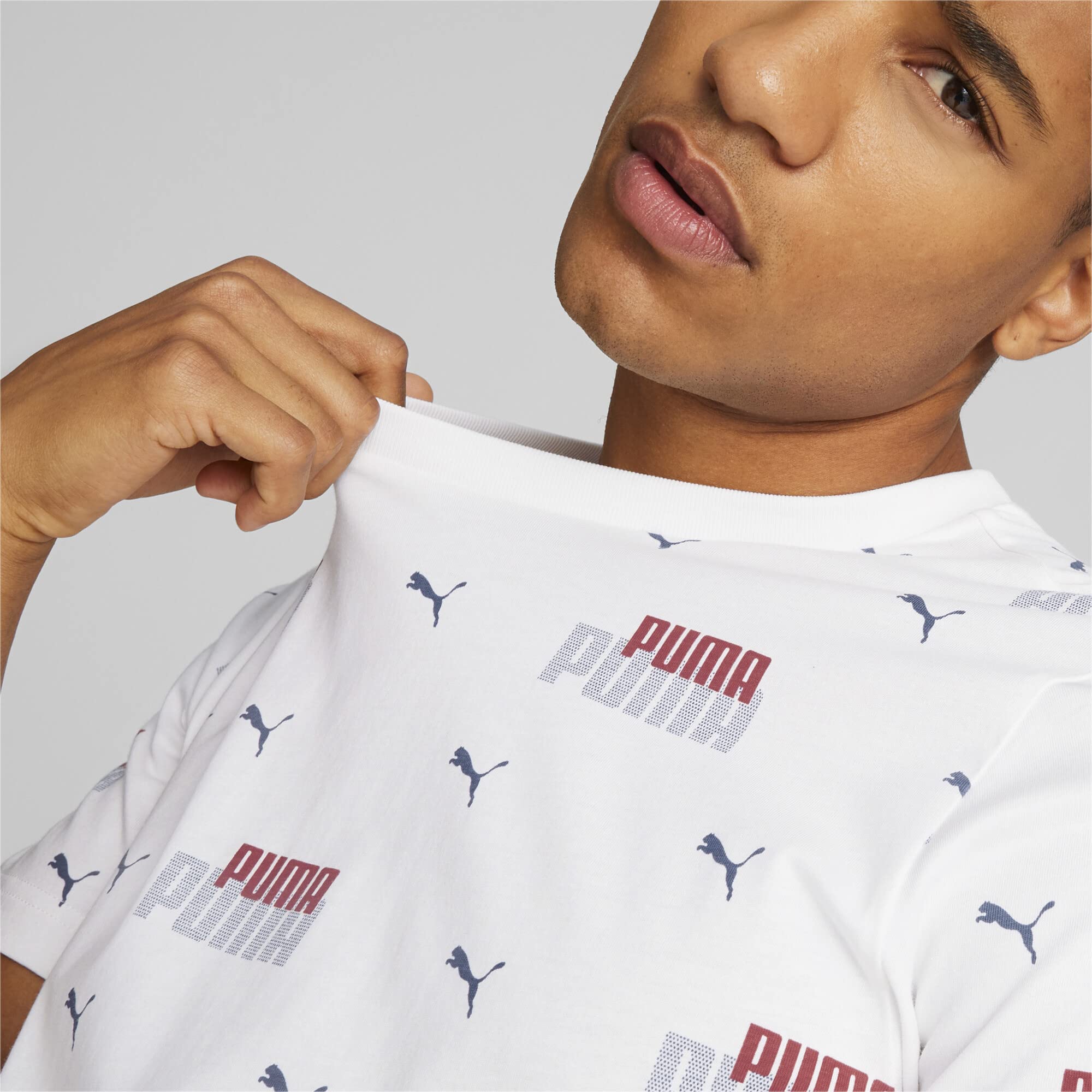 PUMA Men's Graphics Tee 3, Power All Over Print White, X-Large