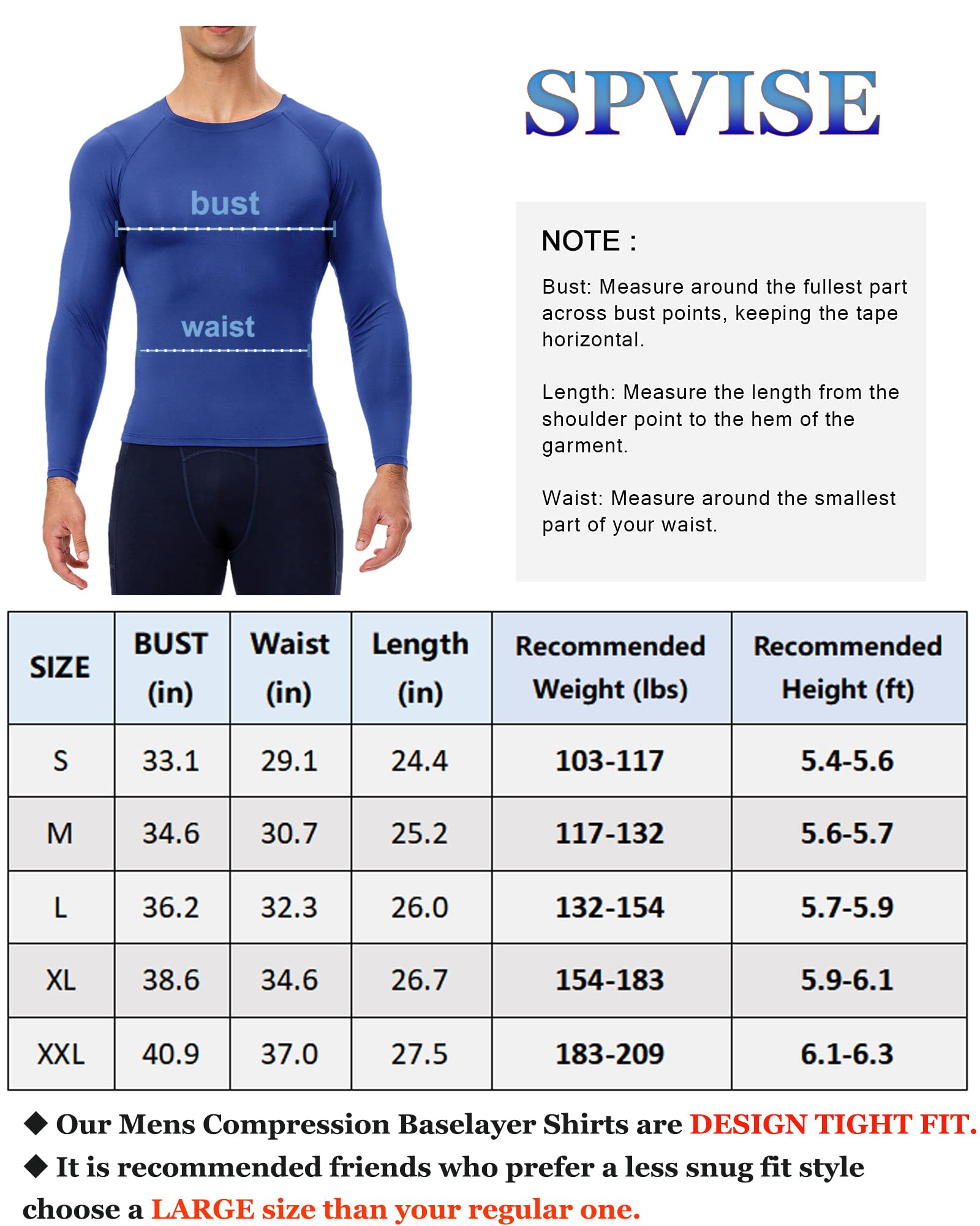 Blue Men's Compression Shirts Long Sleeve, Dry Fit Athletic Workout Gym Shirts Sports Base Layer Top Running T-Shirt