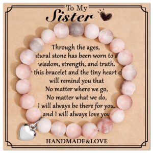 jewelry&card mothers day gifts for sister, natural stone sister bracelet, sisters gifts from sister, sister birthday gift ideas